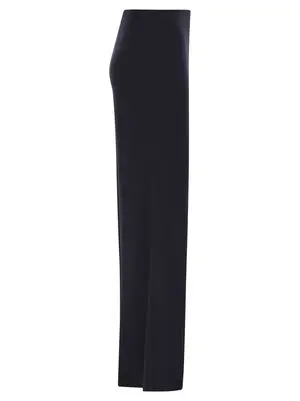 Max Mara Viscose Crêpe Knit Trousers - Blue