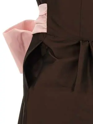 Bernadette Lina Taffeta Off-the-shoulder Dress With Maxi Bow - Brown