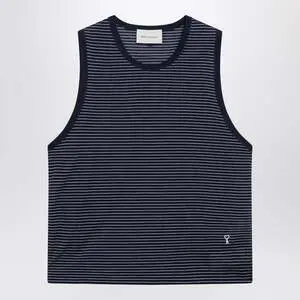Ami Striped Tank Top Ink/white With Logo