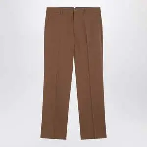 AMI Paris Hazelnut Virgin Wool Trousers - Brown