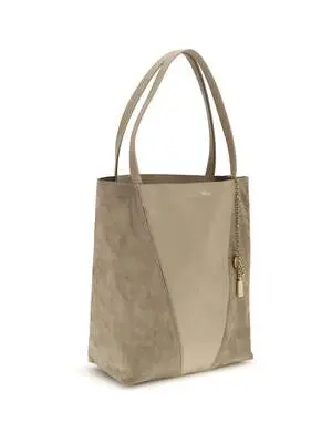 Chloé Spin Shoulder Bag In Grained Leather And Suede - Cream
