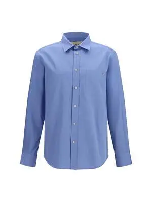 Valentino Garavani Lightweight Cotton Shirt With Vgold - Blue