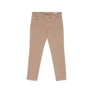 Brunello Cucinelli BRUNELLO CUCINELLI Light Brown Cotton Blend Regular Fit Jeans Cream