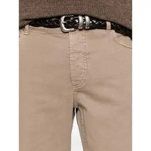 Brunello Cucinelli Light Brown Cotton Blend Regular Fit Jeans - Cream