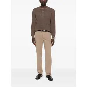 Brunello Cucinelli Light Brown Cotton Blend Regular Fit Jeans - Cream