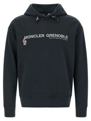 Moncler Logo Print Oversized Hoodie - Blue