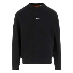 BOSS Crew Neck Long Sleeve Cotton Sweatshirt - Black