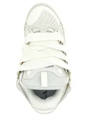 LANVIN Curb Sneakers In Calf Leather, Suede, And Mesh - White