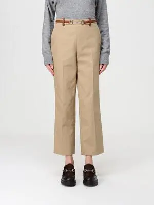 Gucci Beige Cotton Pants With Belt Detail - Cream