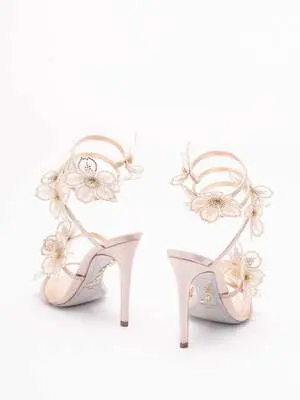 Rene Caovilla Embellished Strappy High Heel Sandals With Floral Detailing