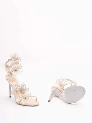 Rene Caovilla Embellished Strappy High Heel Sandals With Floral Detailing