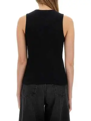 JW Anderson Ribbed Anchor Logo Tank Top - Black