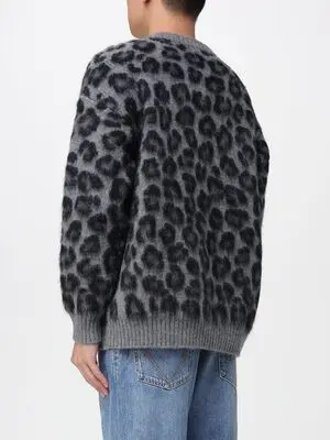 Bottega Veneta Grey Wool Leopard Print Pullover Sweater - Gray