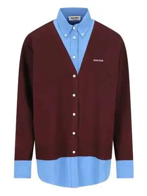 Miu Miu Wool Cardigan With Cotton Details