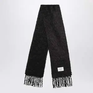 Acne Studios Wool Scarf With Logo - Black
