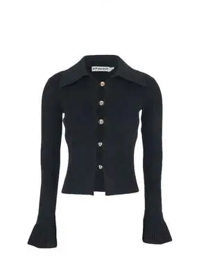SELF-PORTRAIT Ribbed Button-front Knit Top - Multicolor