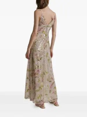Alberta Ferretti Sequined Floral Maxi Dress