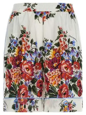 Dolce & Gabbana Vanity' Floral Print Silk Twill Bermuda Shorts - Multicolor