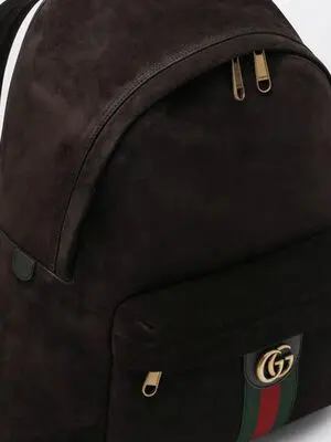 Gucci Suede Backpack With Web Detail