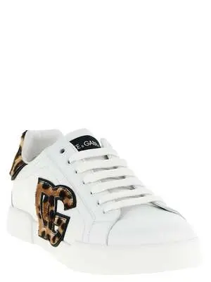 Dolce & Gabbana Portofino Light Strobel Sneakers With Leopard Print Heel