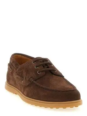 TOD'S Suede Boat Shoe With Embossed Logo