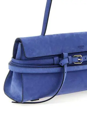 Moschino Tie Me Suede Shoulder Bag - Blue