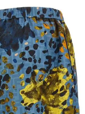 Fendi Ff Nylon Falena Print Shorts - Blue