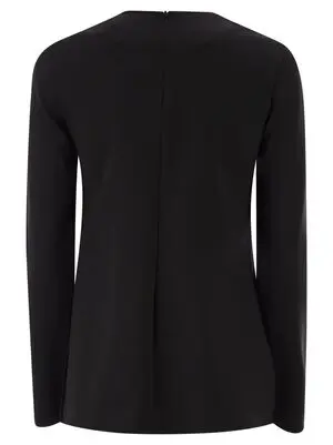 Max Mara Slim Fit Crew Neck Long Sleeve Top - Black