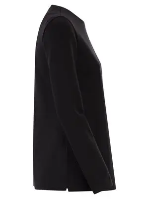 Max Mara Slim Fit Crew Neck Long Sleeve Top - Black