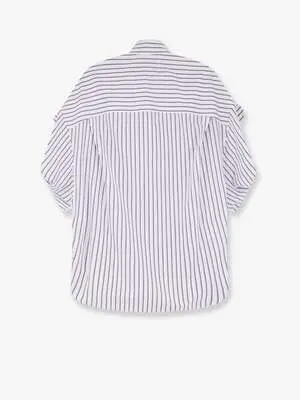 Balenciaga Striped Cotton Shirt With Tucked Sleeves