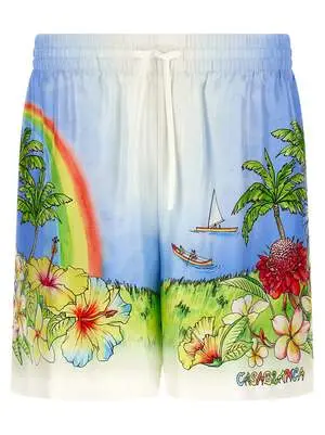 Casablanca CASABLANCA Aloha Print Silk Twill Bermuda Shorts Multicolor