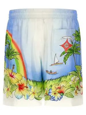 Casablanca Aloha Print Silk Twill Bermuda Shorts - Multicolor