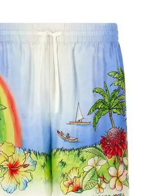 Casablanca Aloha Print Silk Twill Bermuda Shorts - Multicolor