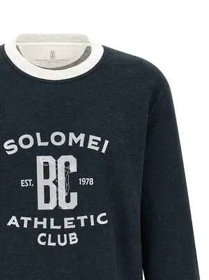 Brunello Cucinelli Cotton And Linen Blend Sweatshirt - Blue