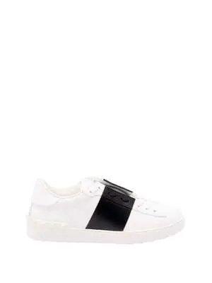 Valentino Garavani Open Sneakers Calf Leather White Black - Multicolor