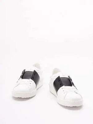 Valentino Garavani Open Sneakers Calf Leather White Black - Multicolor
