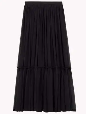 Saint Laurent Silk Ruffle Skirt - Multicolor