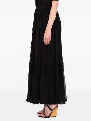 Saint Laurent Silk Ruffle Skirt - Multicolor