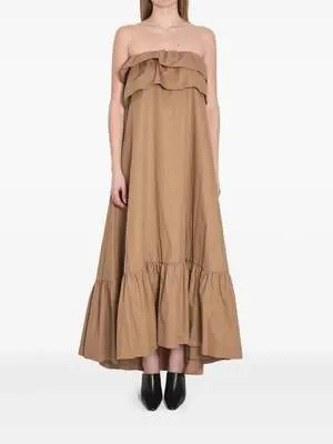 Saint Laurent Ruffled Cotton Maxi Dress
