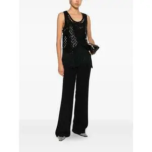 Sportmax Sequin Embellishment Open Knit Scoop Neck Sleeveless Top