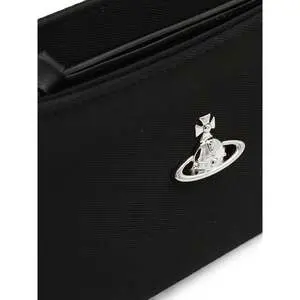 VIVIENNE WESTWOOD Grained Leather Orb Plaque Shoulder Bag - Black