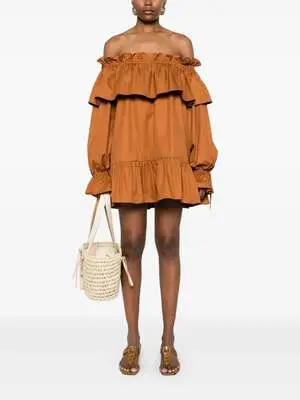 Saint Laurent Cotton Ruffle Dress Made In France - Multicolor