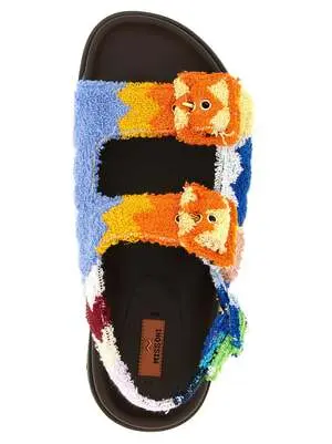 Missoni Mia Zigzag Patterned Terry Cloth Sandals - Multicolor