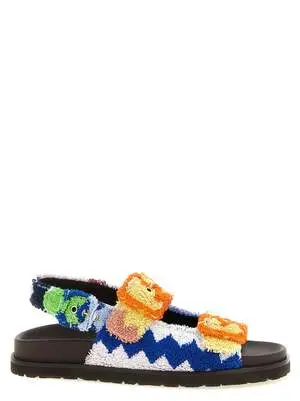Missoni MISSONI Mia Zigzag Patterned Terry Cloth Sandals Multicolor