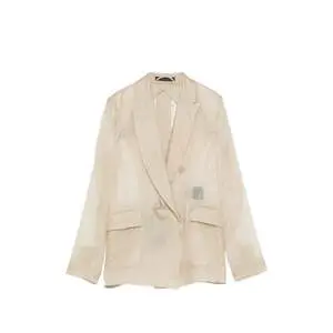 Max Mara Sheer Finish Double-breasted Blazer - Cream