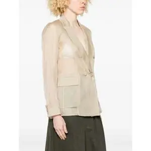 Max Mara Sheer Finish Double-breasted Blazer - Cream