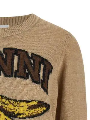 GANNI Banane Wool Crew Neck Sweater - Cream