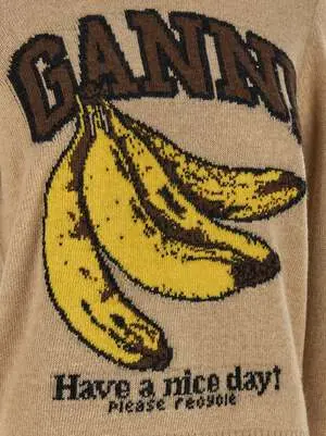 GANNI Banane Wool Crew Neck Sweater - Cream