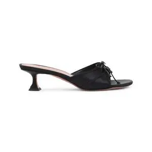 Amina Muaddi Eleonora 45 Satin Slippers - Black