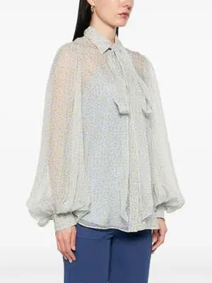 Gucci Silk Shirt With Pussy Bow And Floral Print - Multicolor